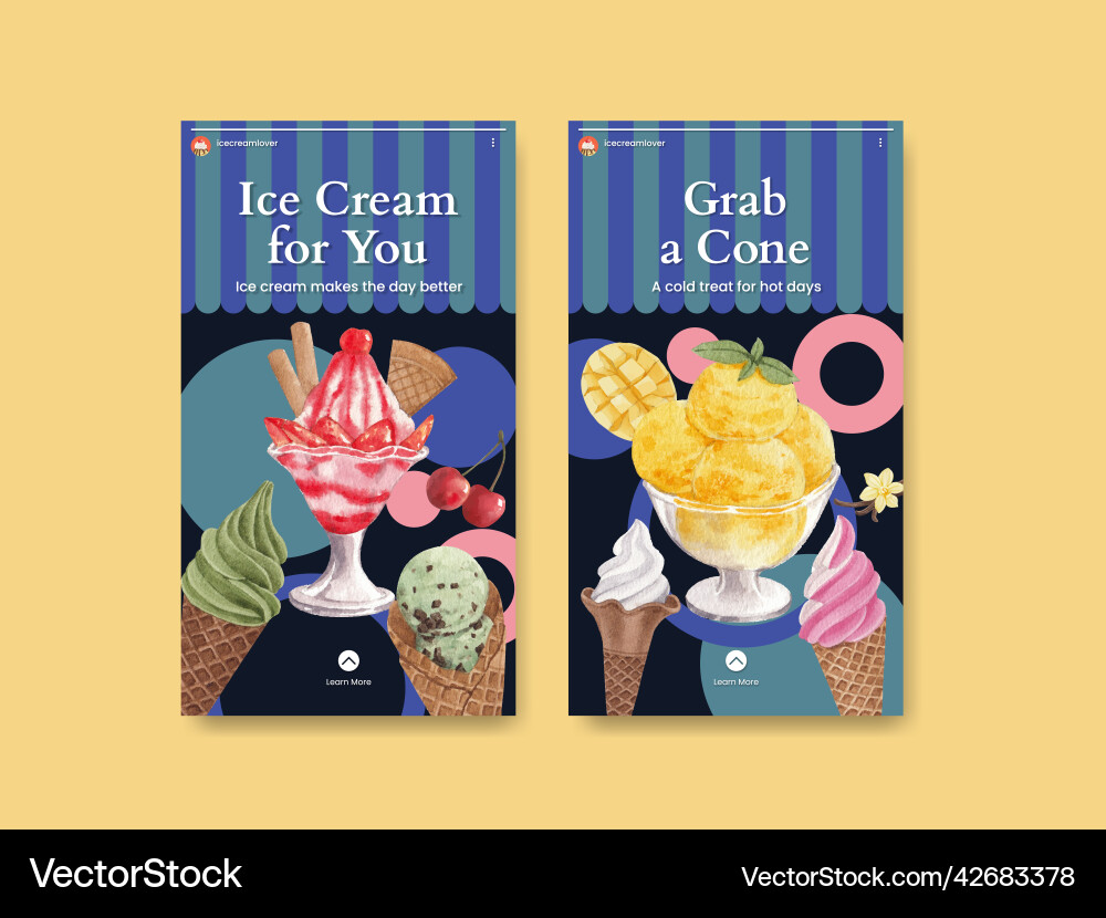 Instagram template with ice cream flavor Vector Image