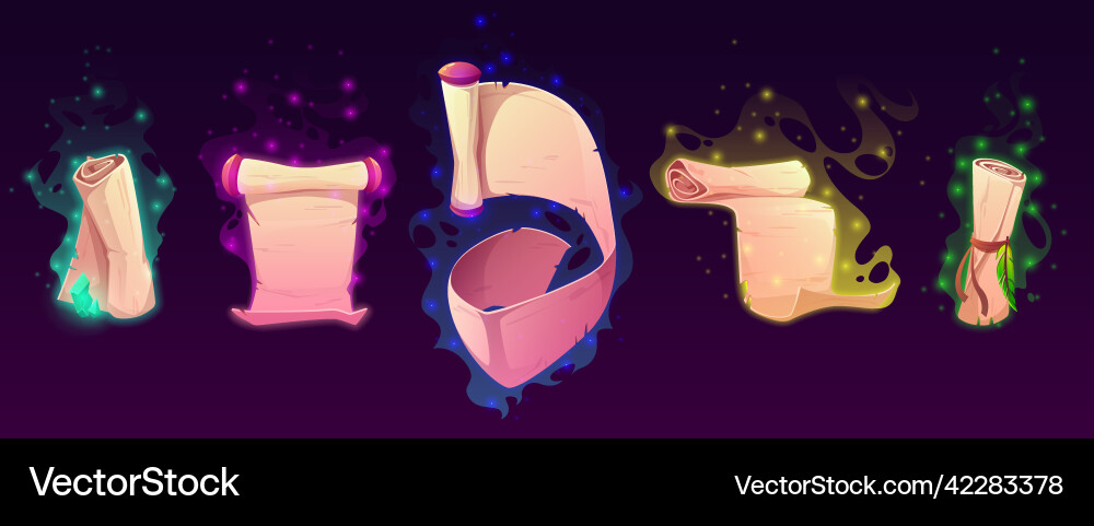 Magic parchments ancient mystic spells papyrus Vector Image