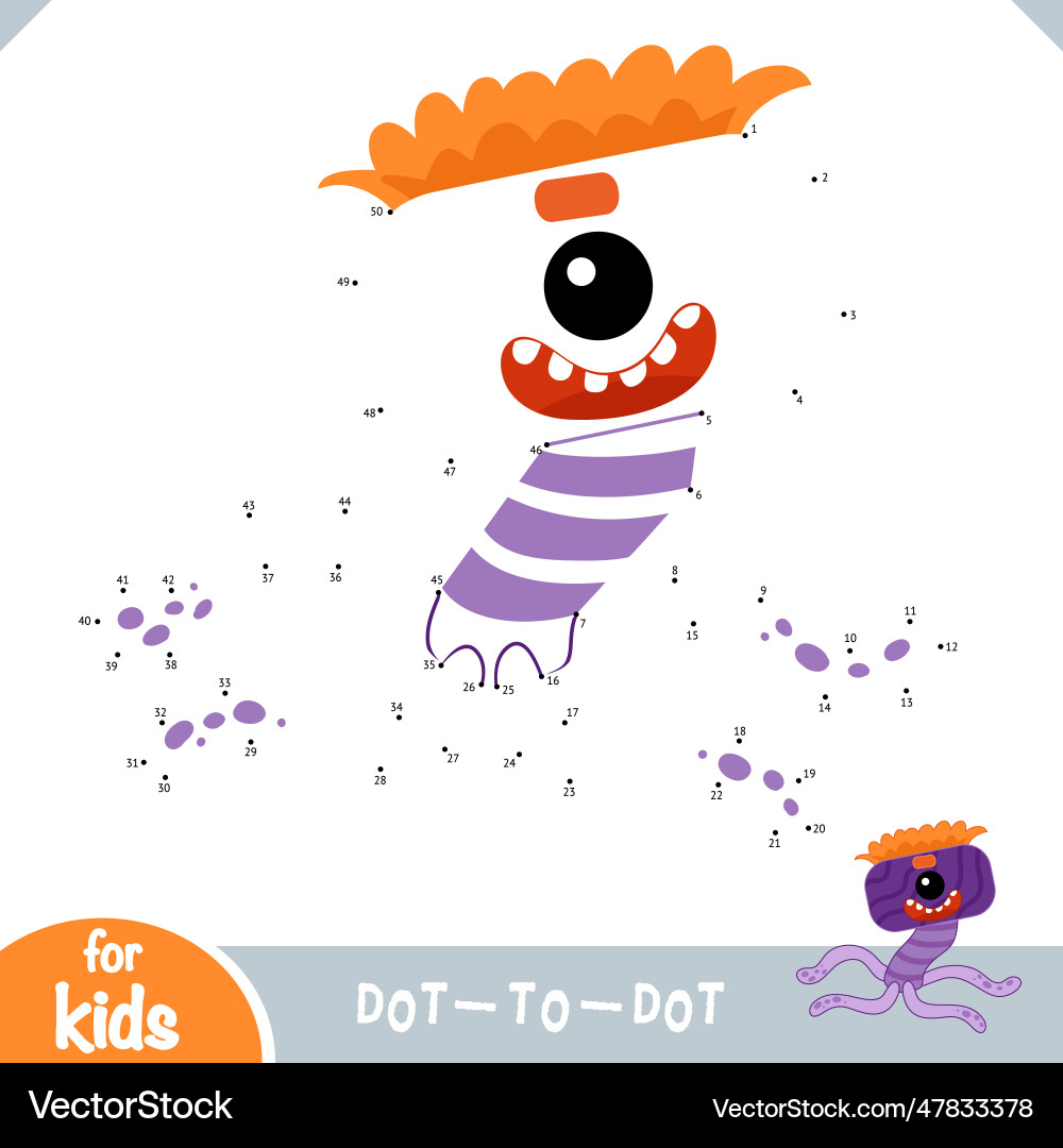 Numbers game education dot to dot game Royalty Free Vector