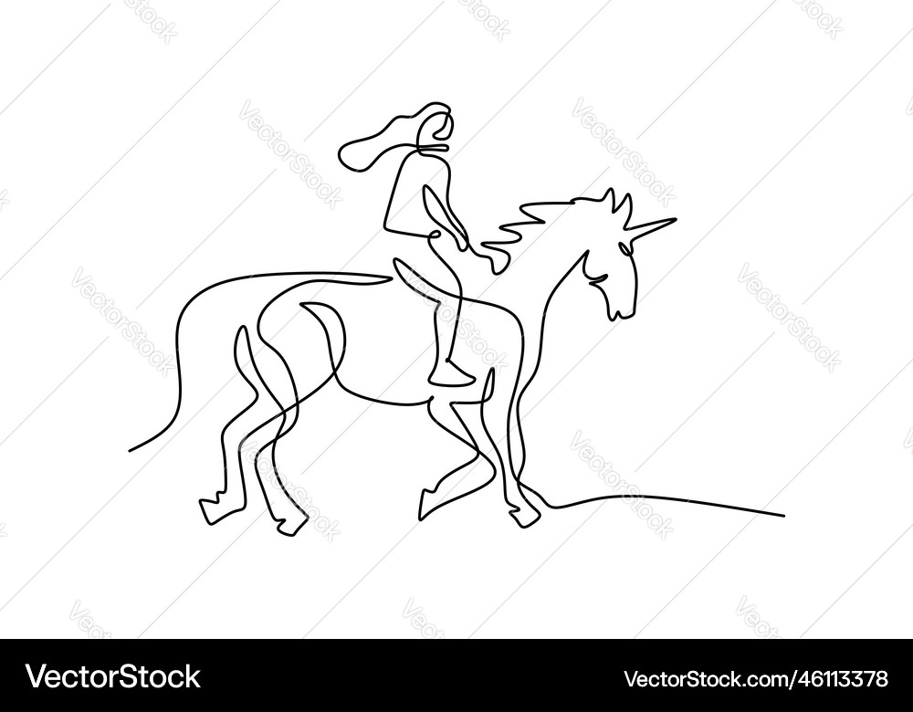 One continuous single line of man riding pegasus Vector Image