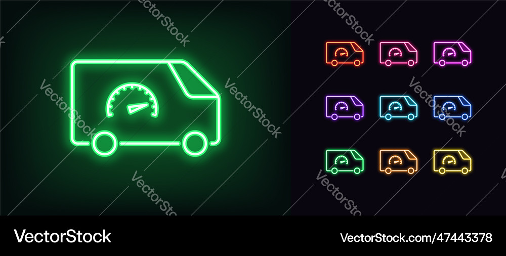 Outline neon express delivery icon set glowing Vector Image