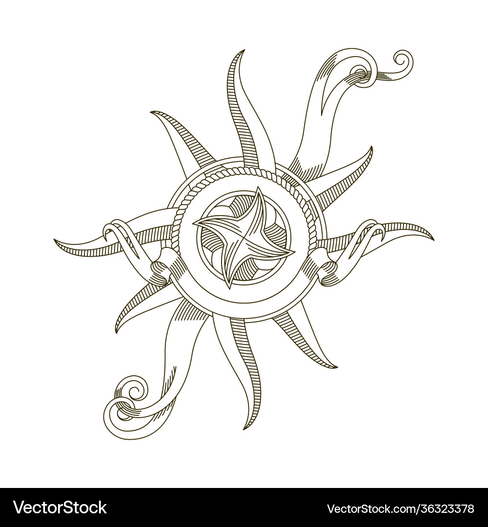 Retro Nautical Compass Antique Old Royalty Free Vector Image
