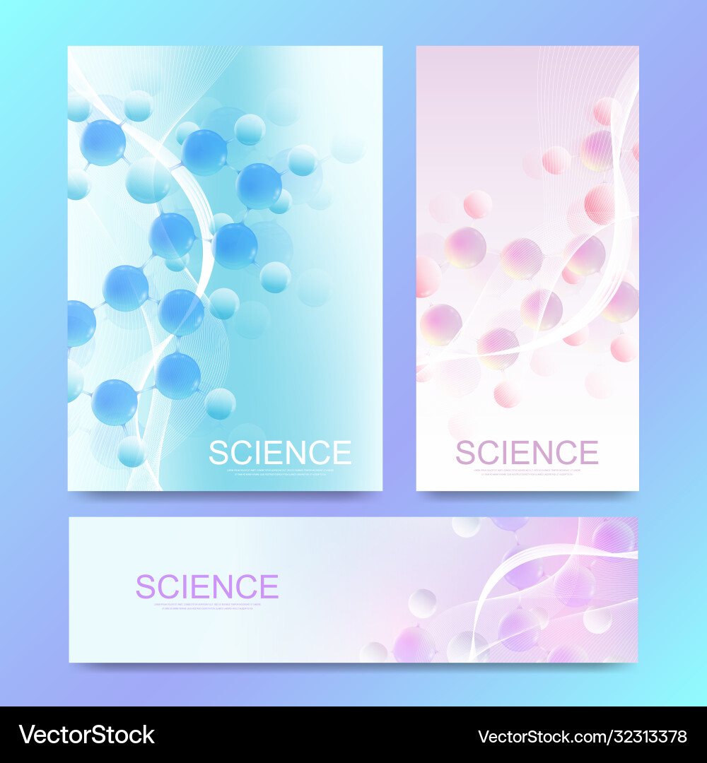 Science banner design template with colorful 3d Vector Image