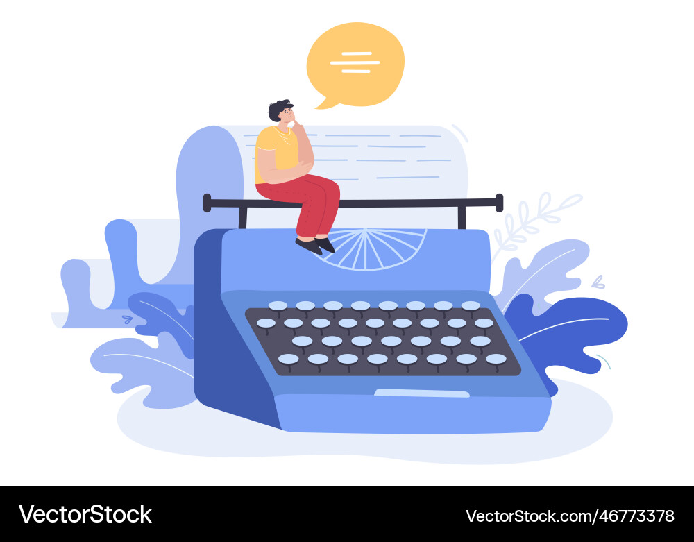 Screenwriter writing screenplay for movie Vector Image