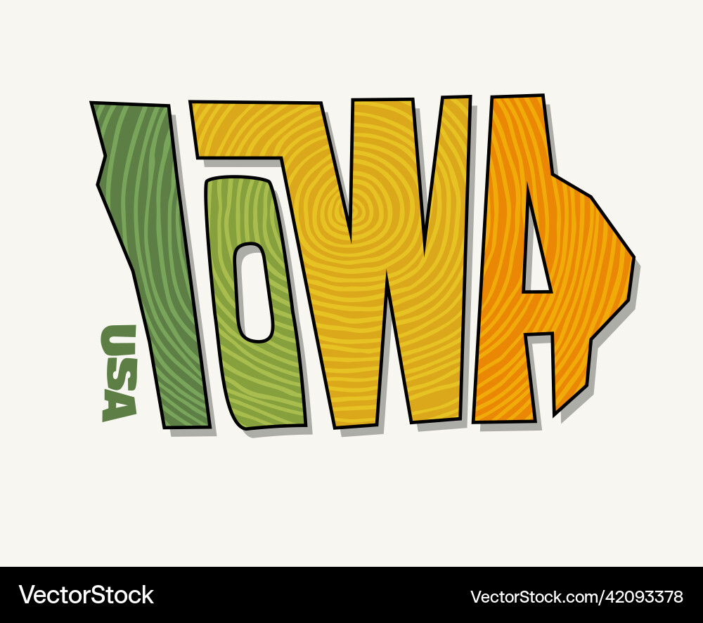State of iowa with name distorted into shape Vector Image