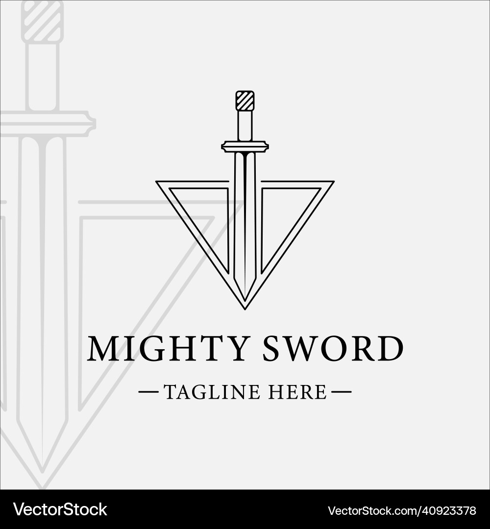 Sword logo line art simple minimalist template Vector Image