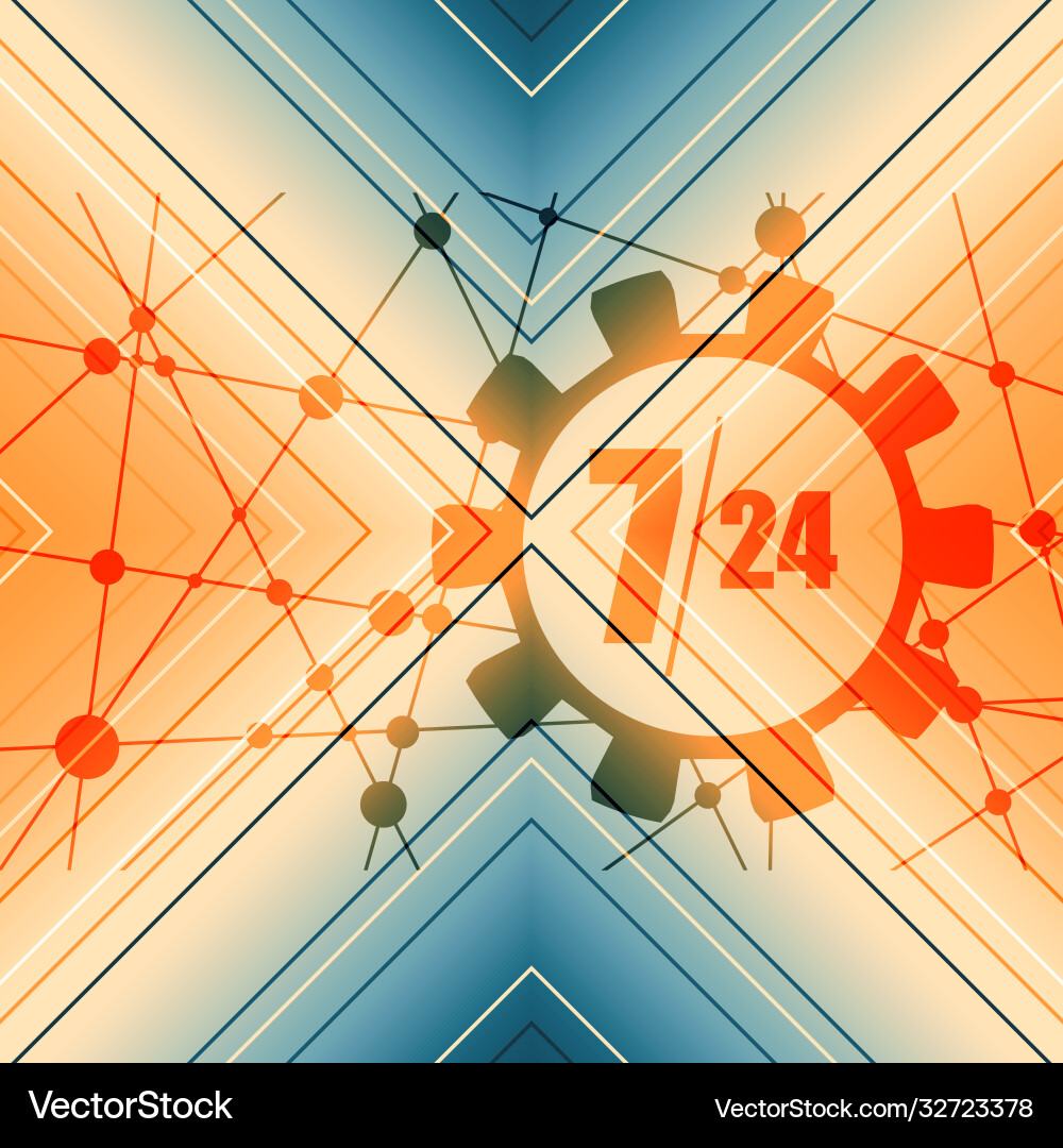 Timing badge symbol 7 24 Royalty Free Vector Image