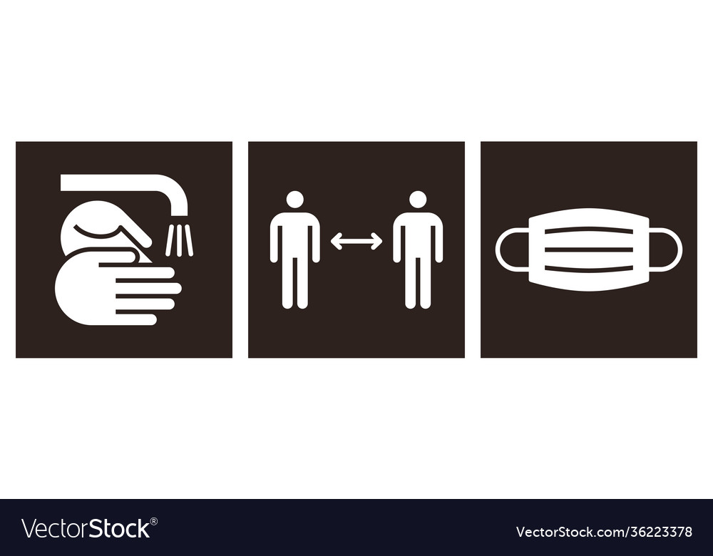 Wash hands social distance and protective mask Vector Image