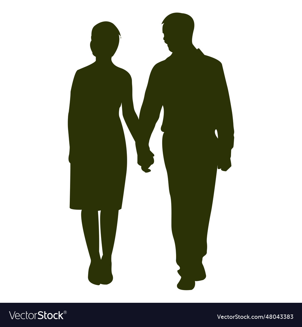 Couple walking silhouette 12 Royalty Free Vector Image