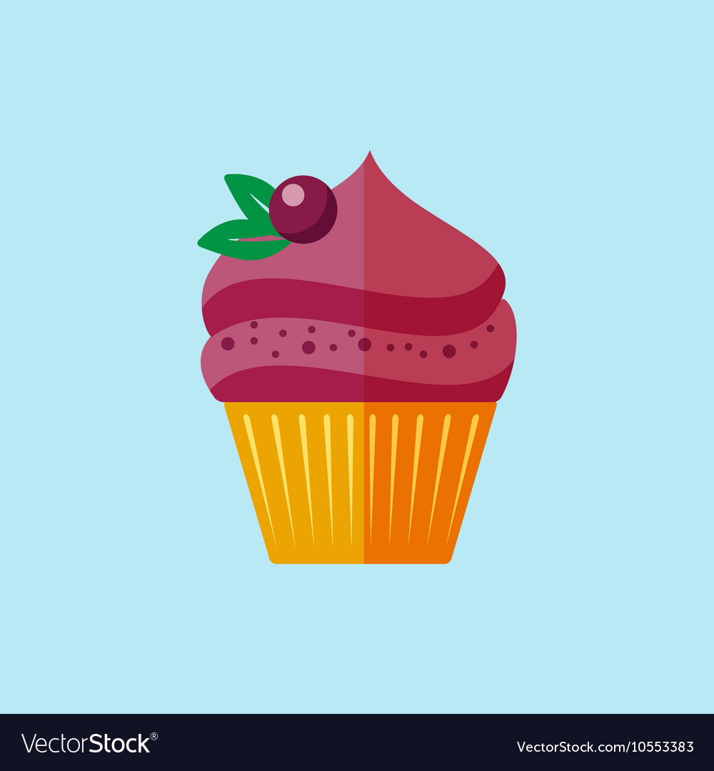 Flat cupcake Royalty Free Vector Image - VectorStock