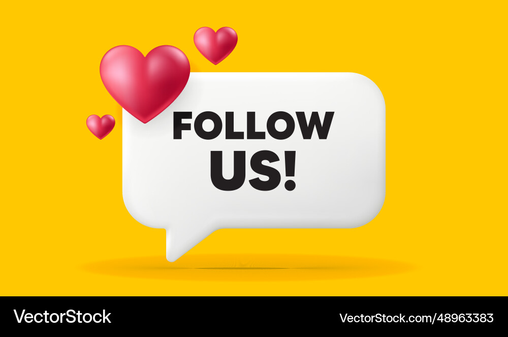 Follow us tag special offer sign 3d speech Vector Image