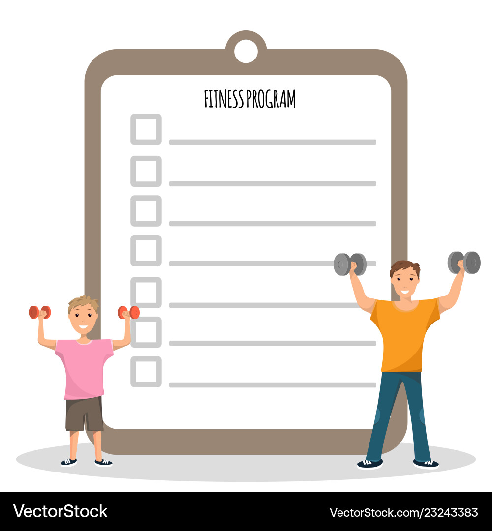 Happy father and son workout doing fitness program