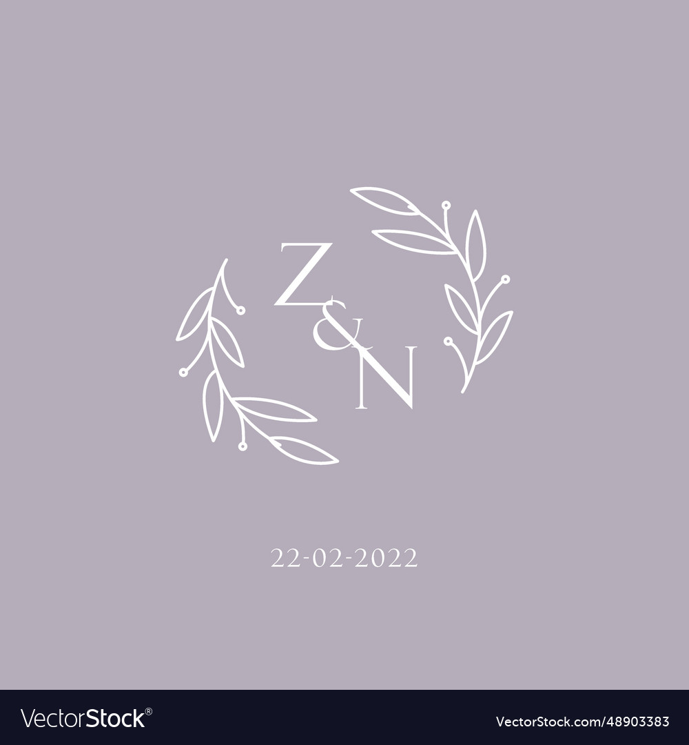 Initials zn wedding monogram logo inspiration Vector Image