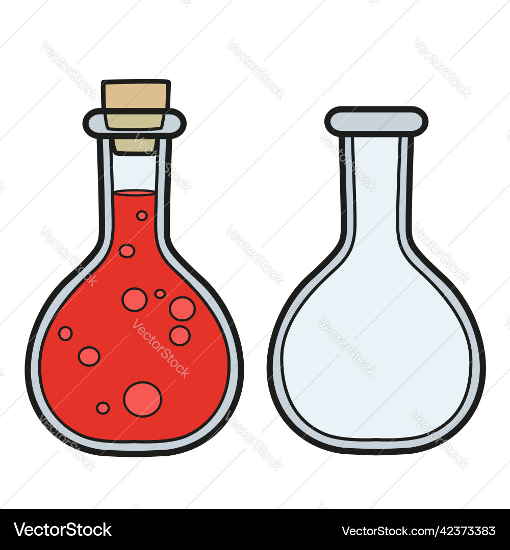Large chemical flask color variation for coloring Vector Image