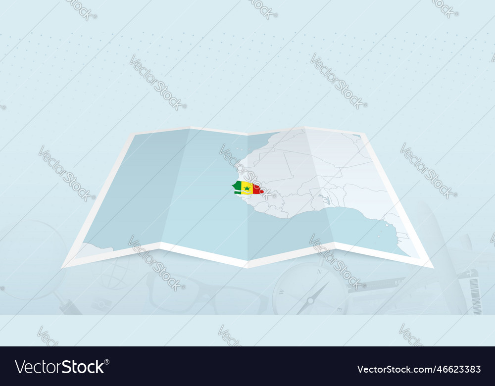 Map of senegal with the flag of senegal Royalty Free Vector