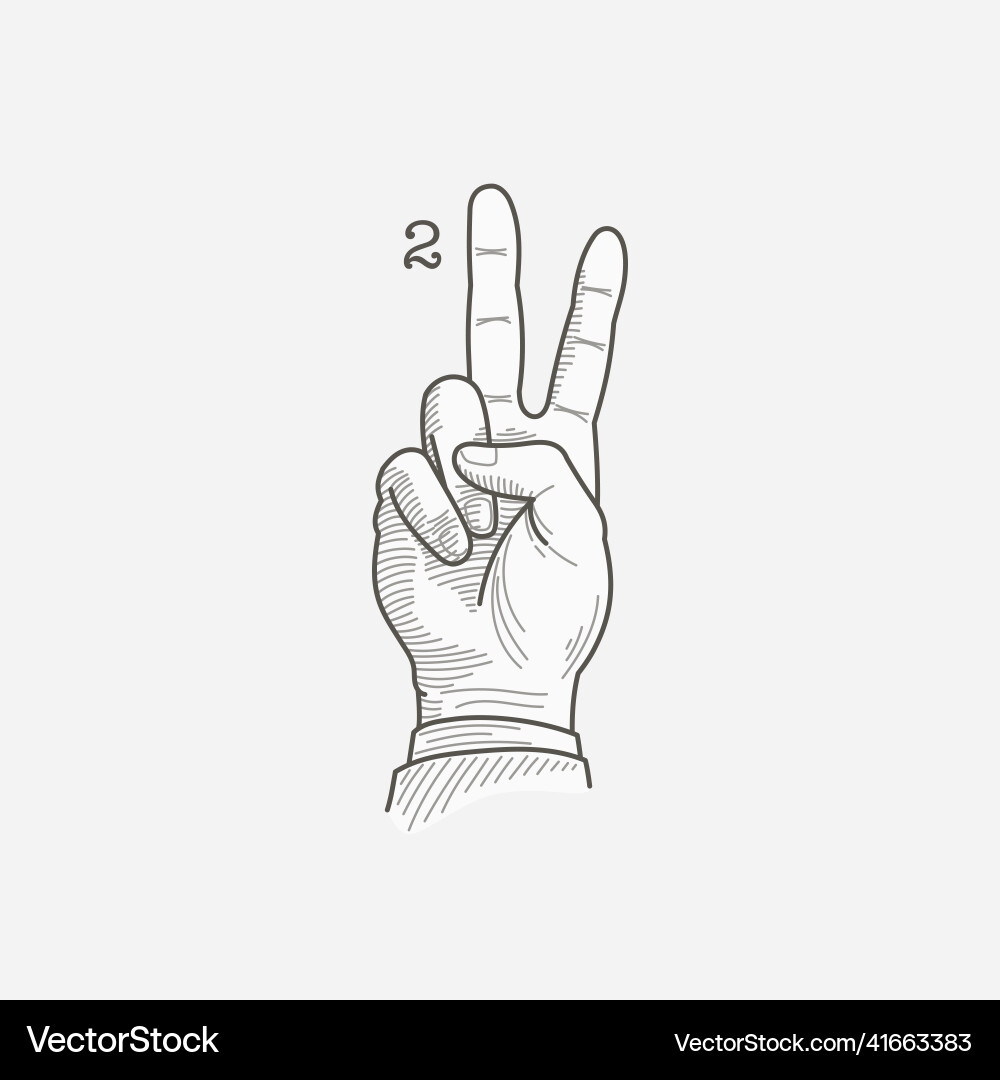 Number two logo in a deaf-mute hand gesture Vector Image