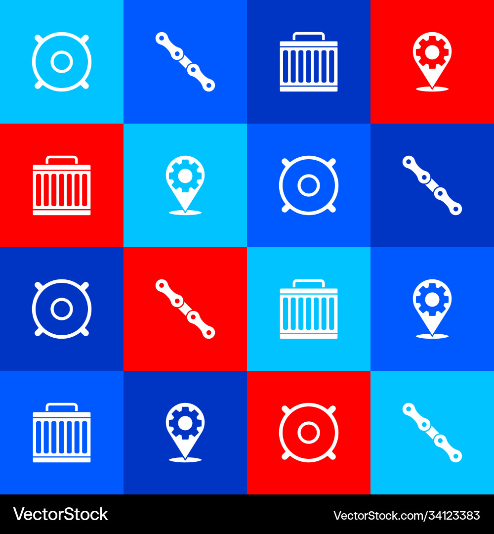 Set car audio speaker chain radiator cooling Vector Image