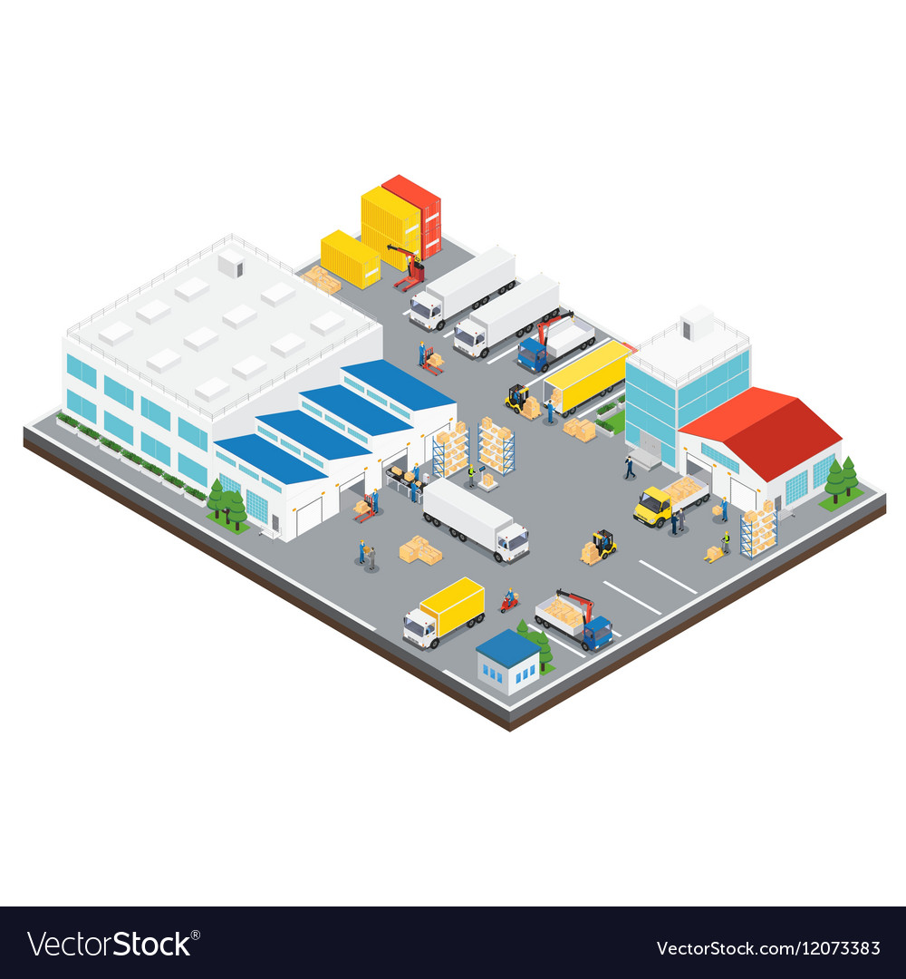 Warehouse industrial area isometric Royalty Free Vector Warehouse industrial area isometric Royalty Free Vector