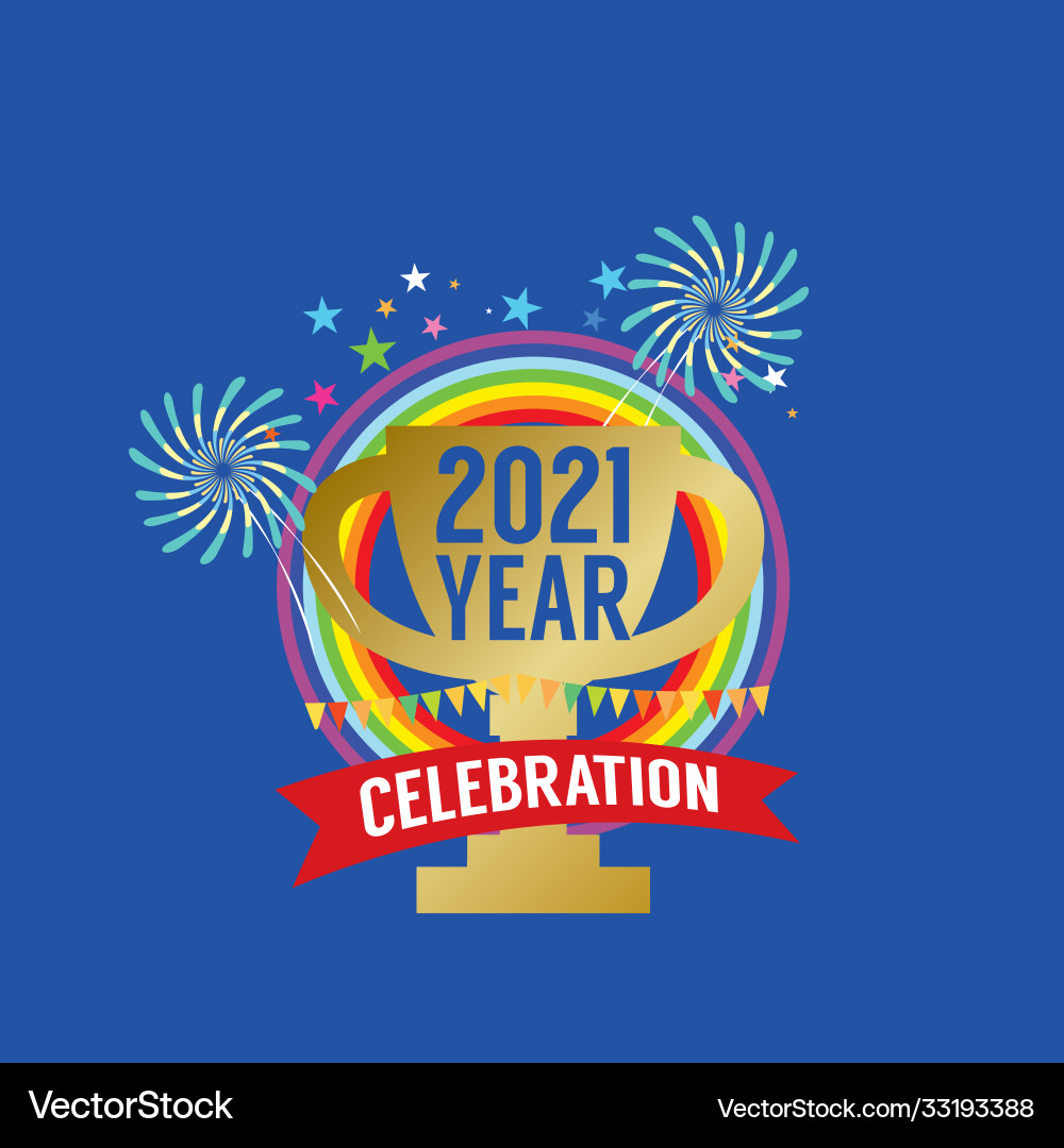 2021 Jahr Feier Logo auf blauem Hintergrund Vektorbild