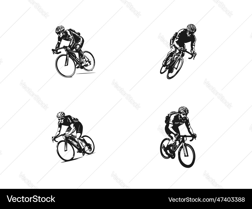 Bicycle logo set icon design man riding cycle Vector Image