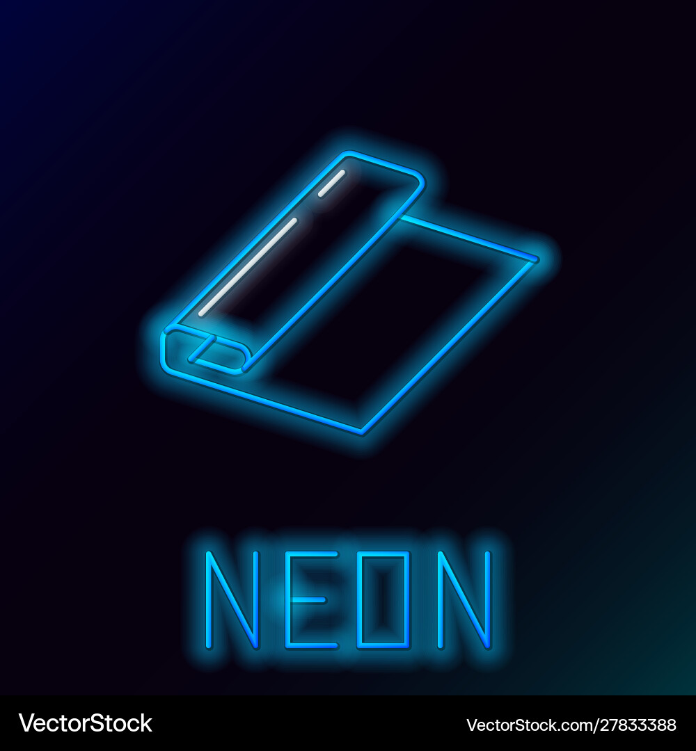 Blue glowing neon line textile fabric roll icon Vector Image