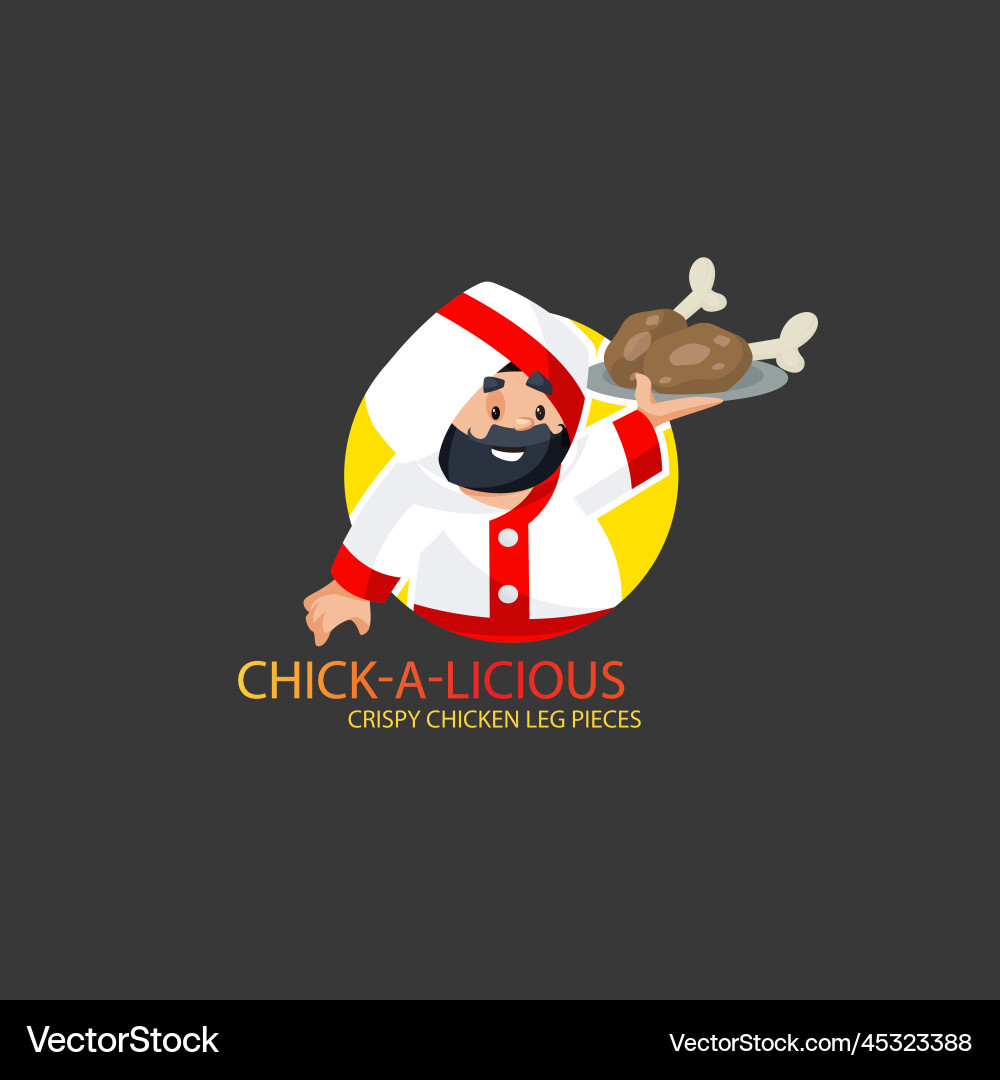 Chick-a-licious crispy chicken leg pieces logo Vector Image