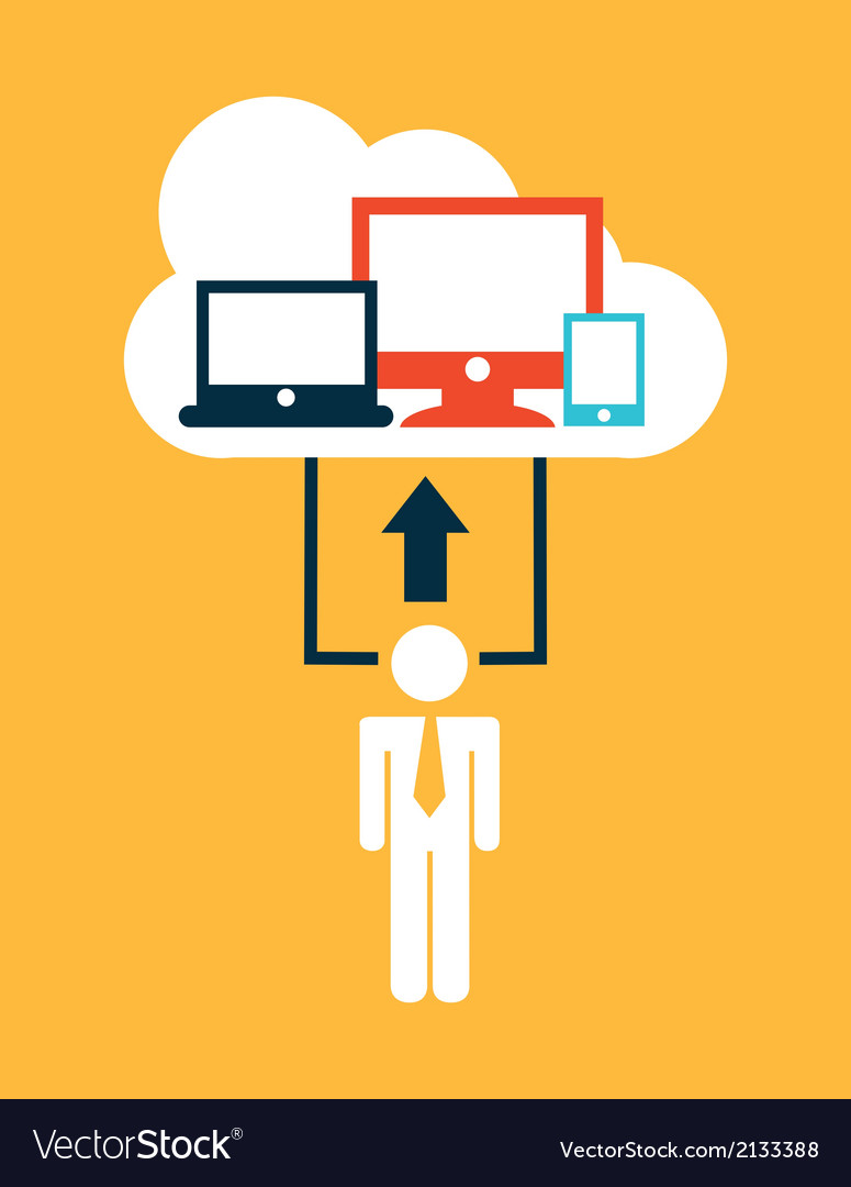 Cloud computing over orange background Royalty Free Vector