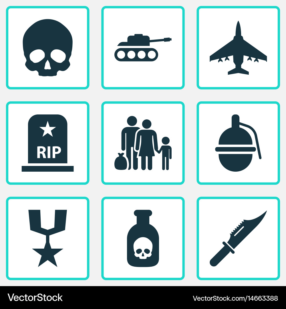Combat icons set collection aircraft Royalty Free Vector