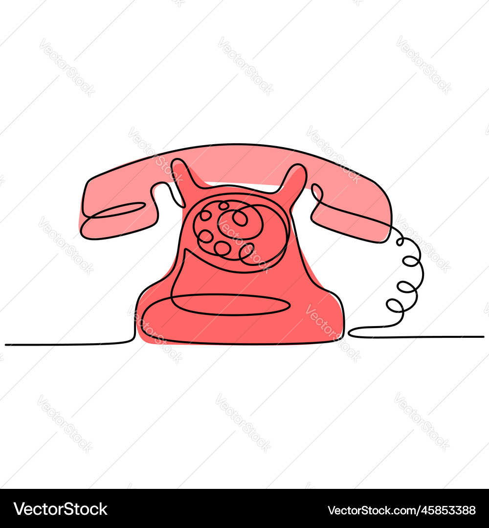 Continuous one line drawing of old telephone Vector Image