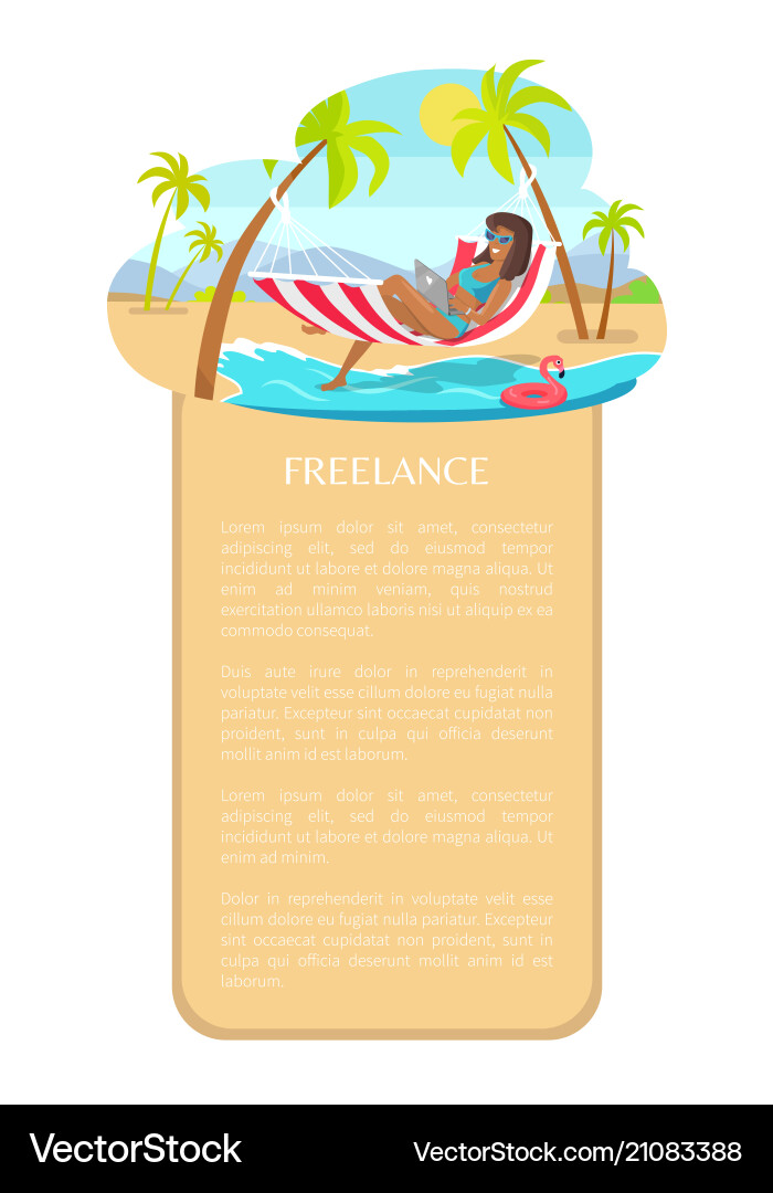 Freelance poster with woman Royalty Free Vector Image