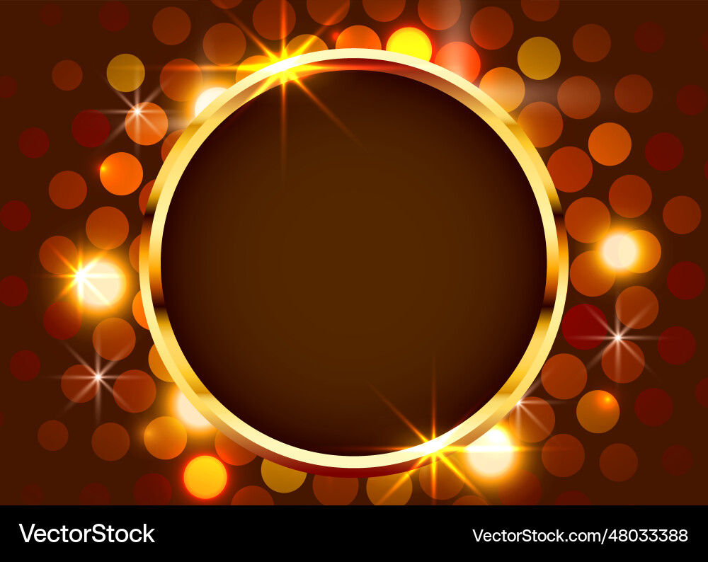 Gold shiny vintage circle border on bright Vector Image