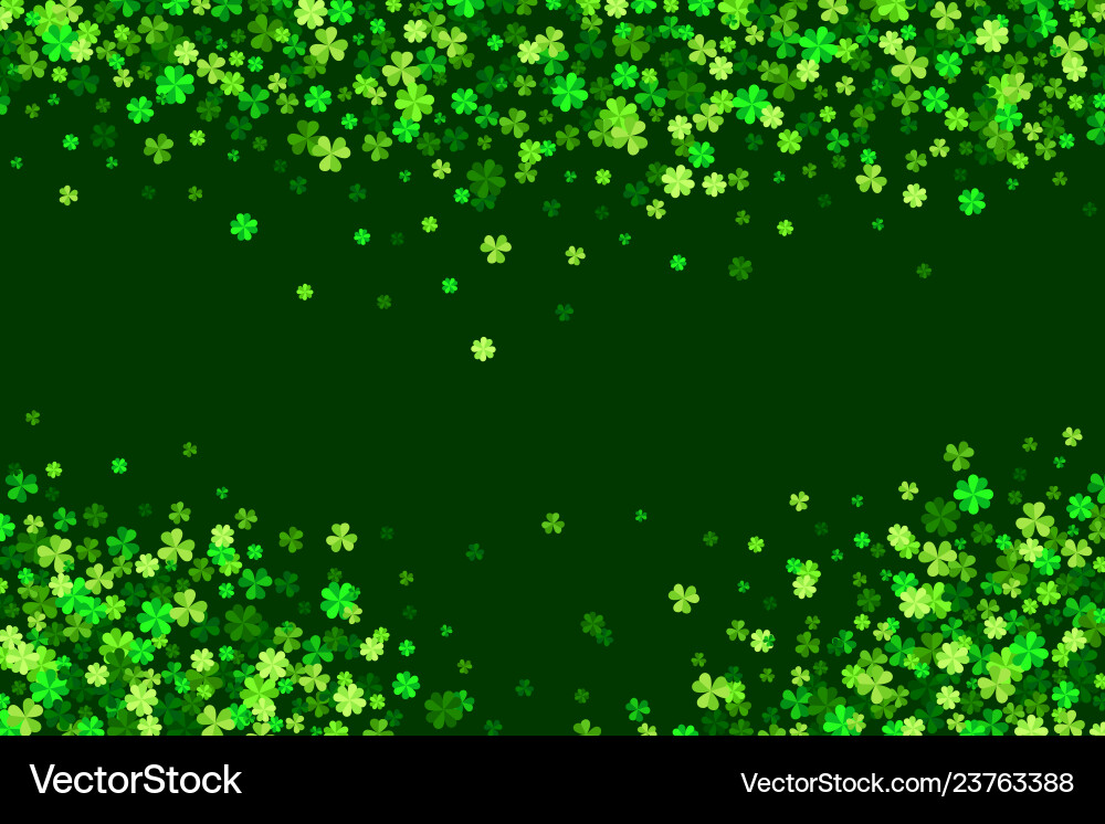 Green clover leaves greeting card background Vector Image