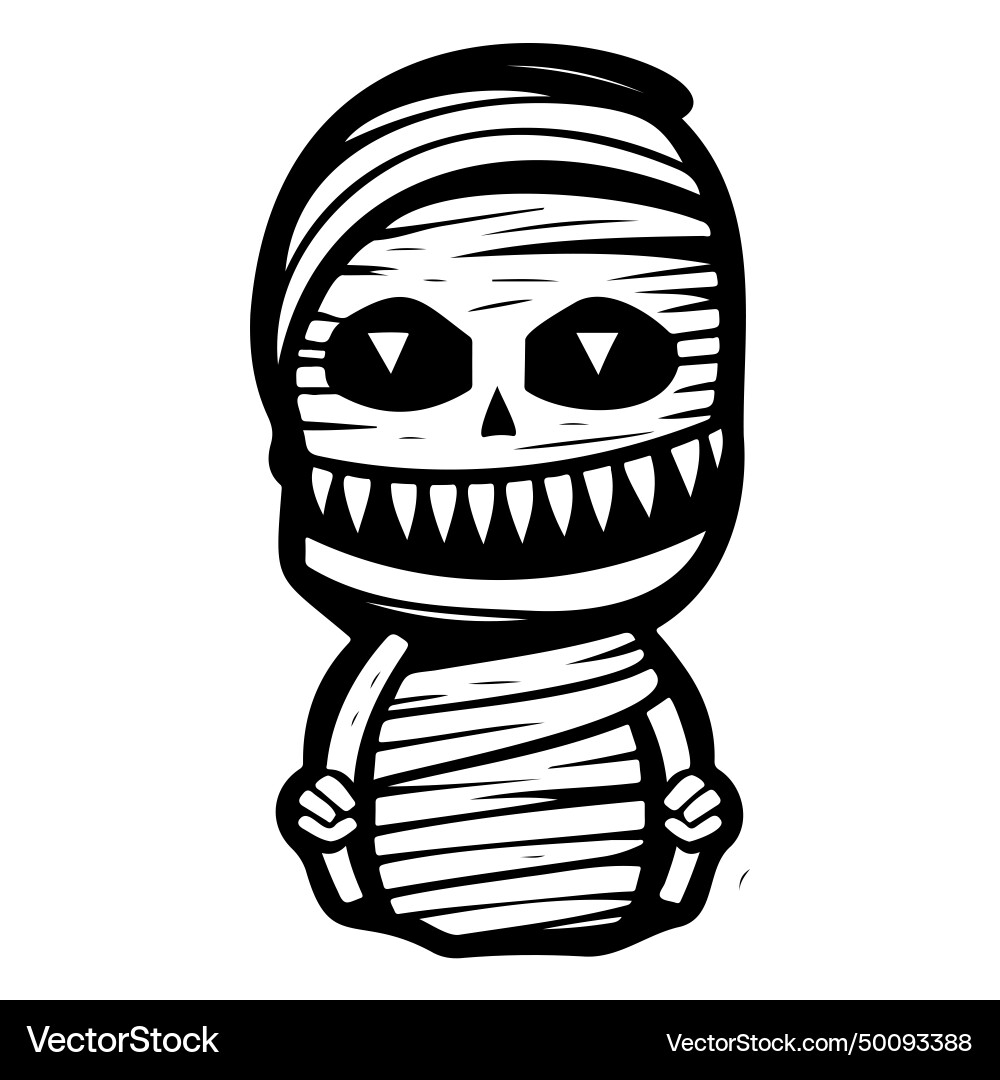 Halloween mummy scary sketch draw Royalty Free Vector Image