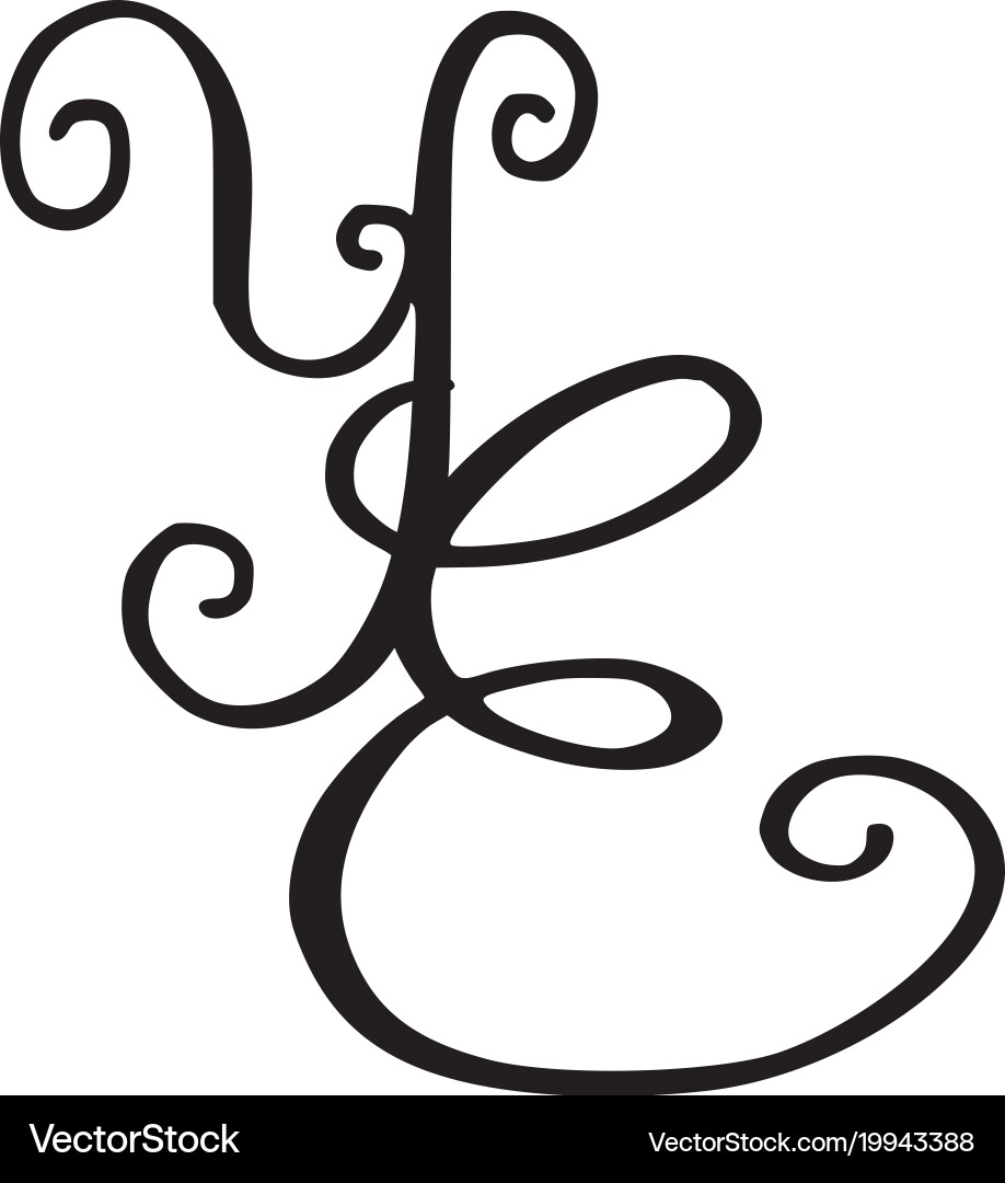 Handwritten monogram ye icon Royalty Free Vector Image