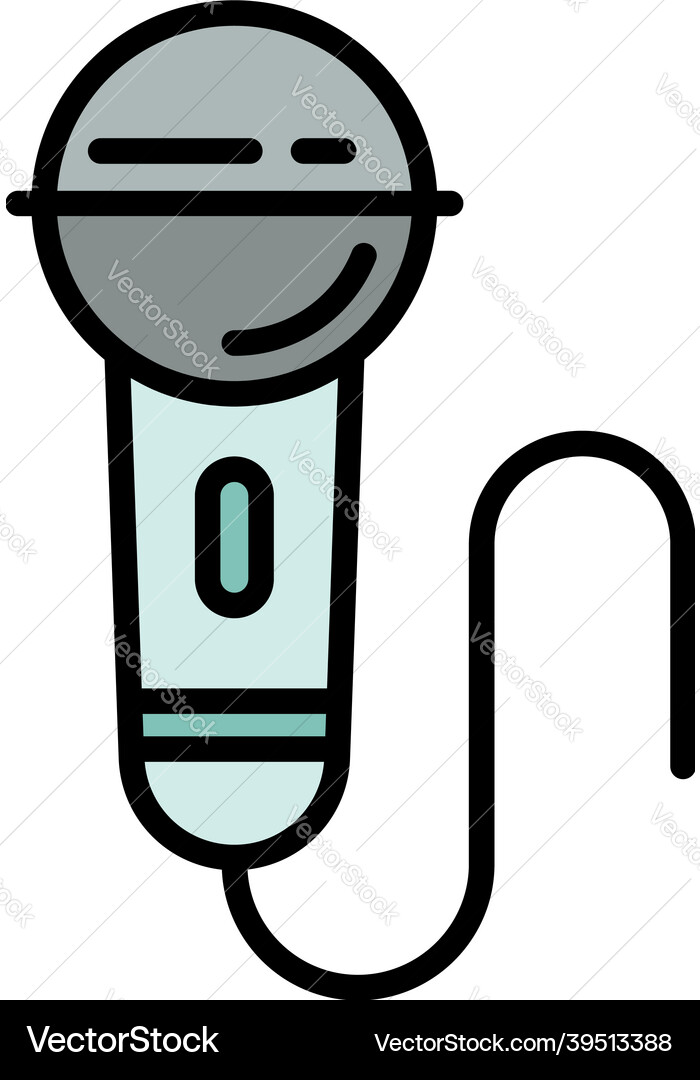 Karaoke microphone icon color outline Royalty Free Vector