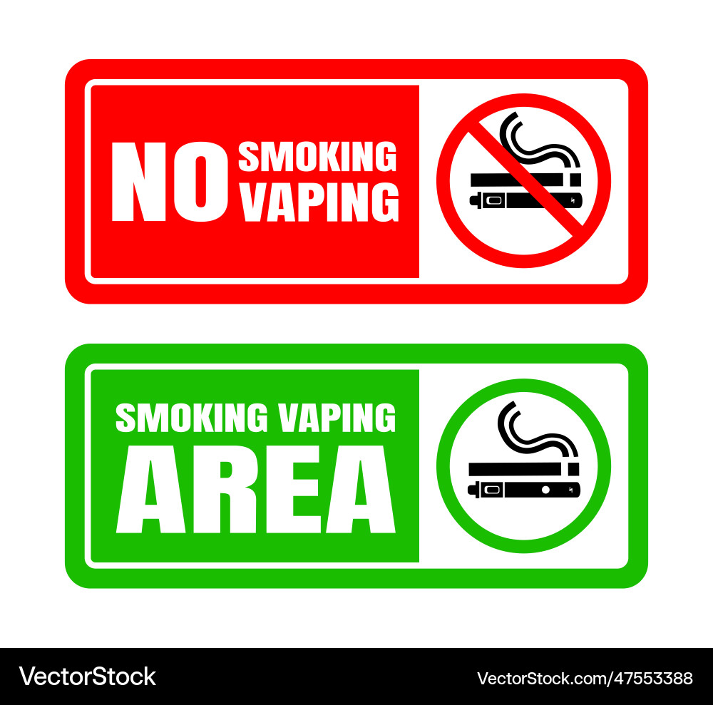 No smoking vaping and area sign set Royalty Free Vector