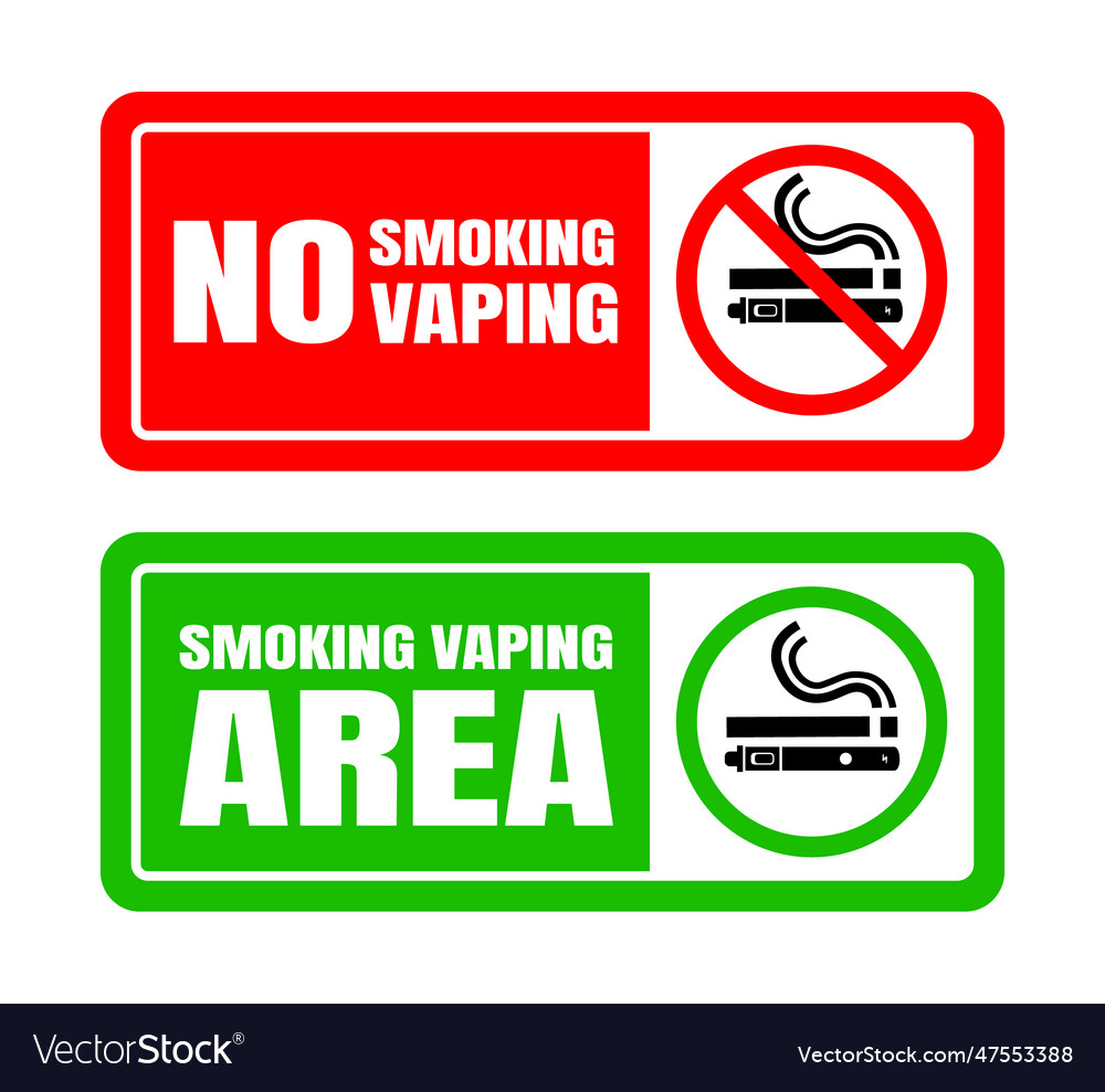 No smoking vaping and smoking area sign set Vector Image