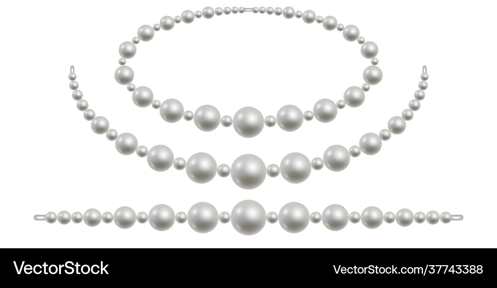 Pearl necklace isolated white beads Royalty Free Vector