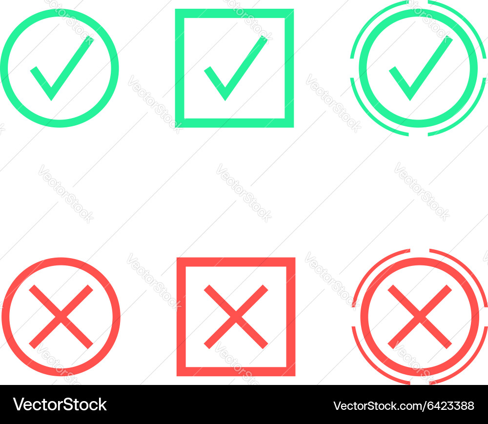 Set of check marks in different shapes Royalty Free Vector