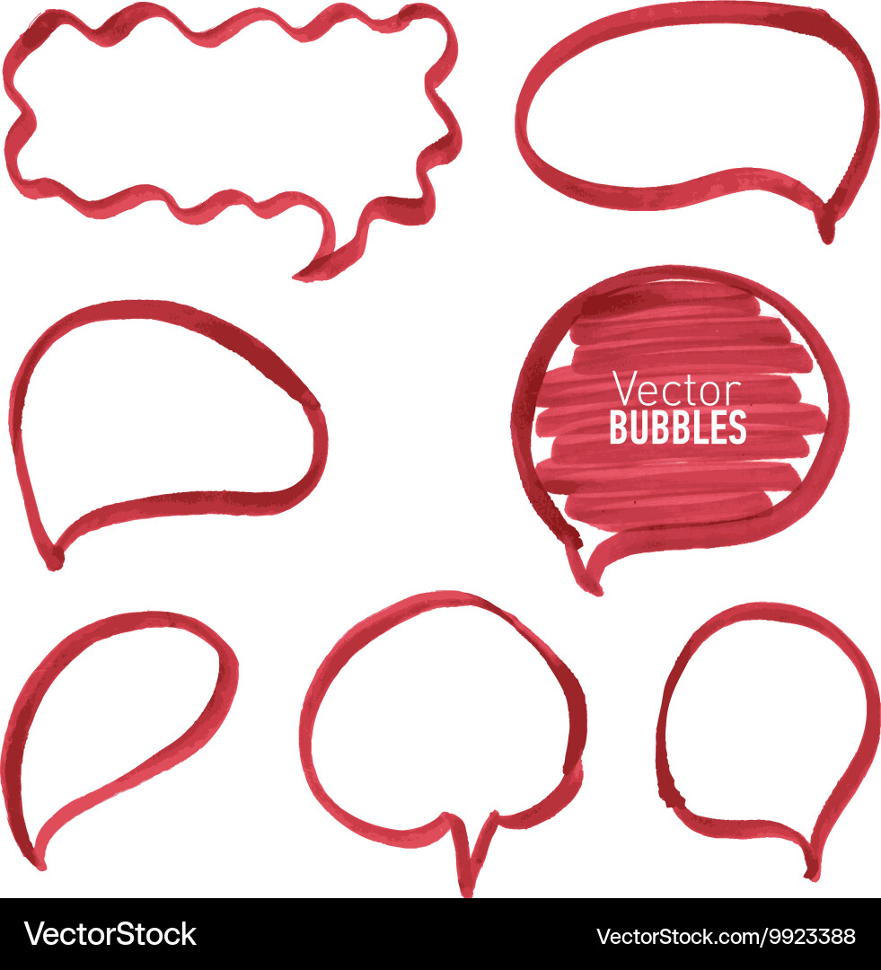 Set of hand drawn red marker bubbles Royalty Free Vector