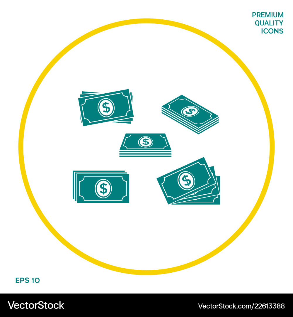 Set of money banknotes stack icon graphic Vector Image