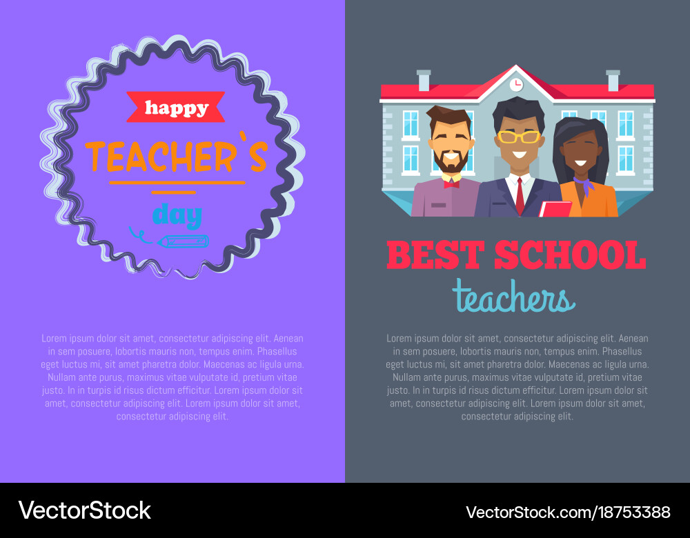 Two posters best teacher Royalty Free Vector Image
