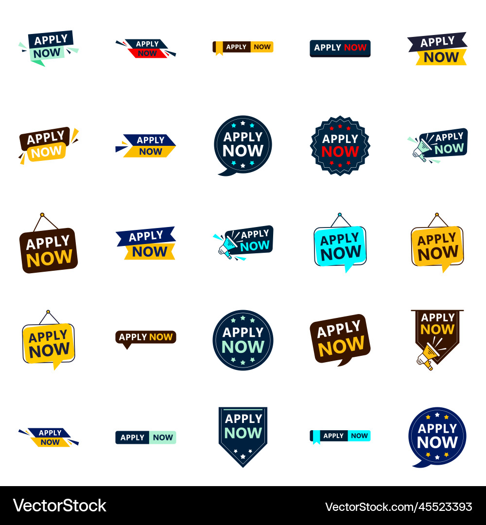 25 creative apply now banners to help you stand Vector Image