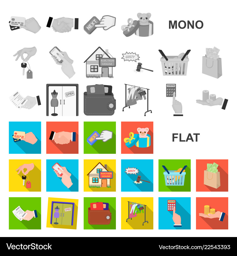 E-commerce and business flat icons in set Vector Image