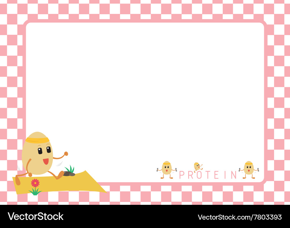 Eggs workout cartoon in pink picture frame Vector Image