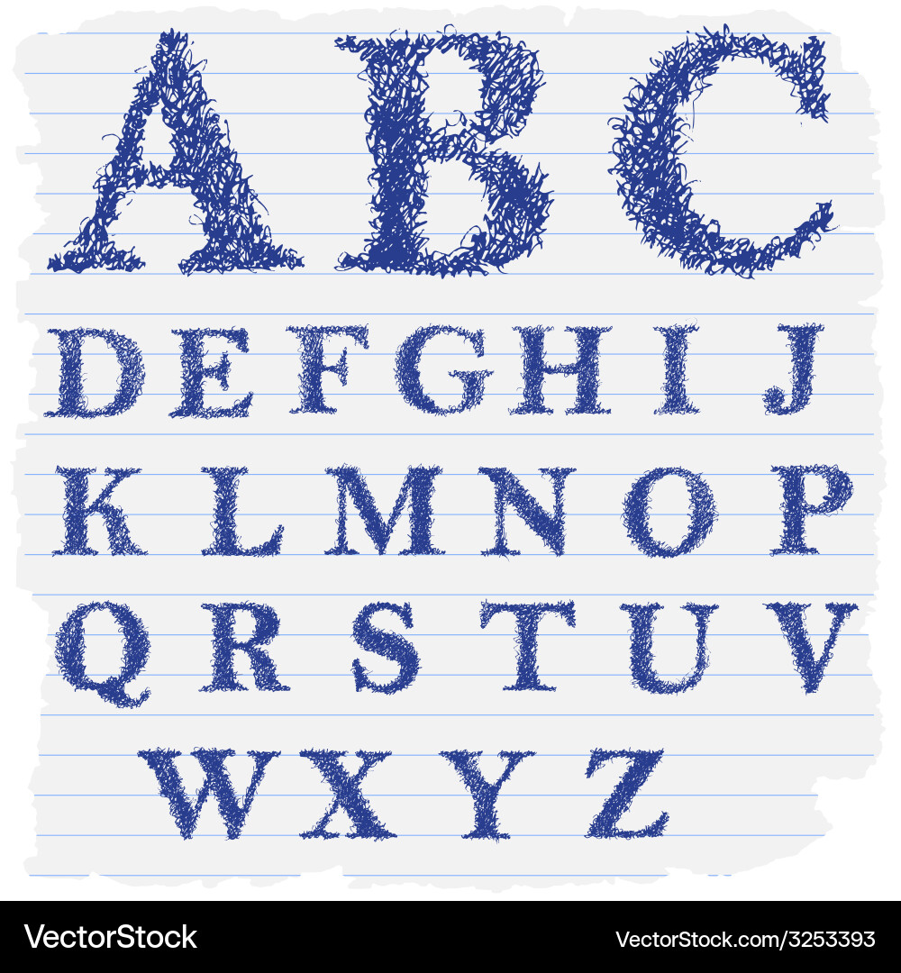 Hand drawn decorative english alphabet letters Vector Image