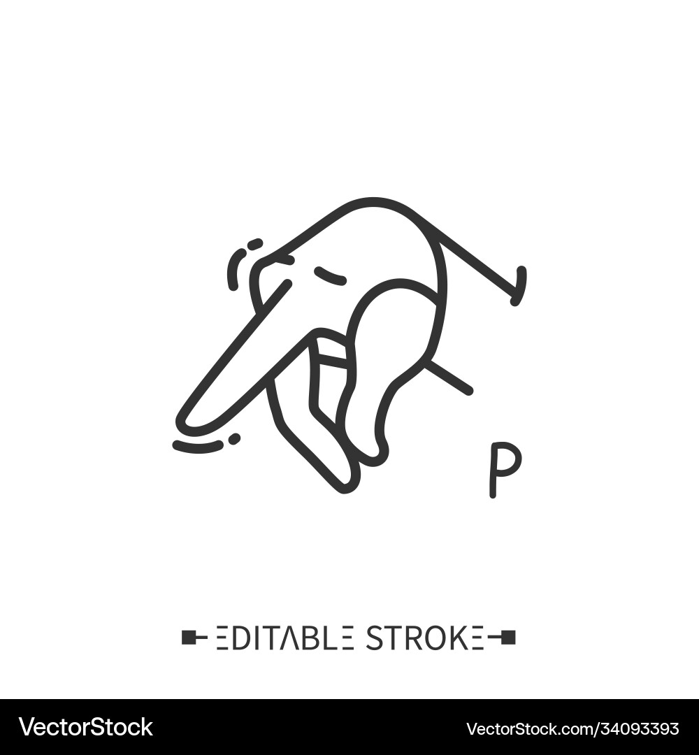 Hand gesture showing p letter line icon editable Vector Image