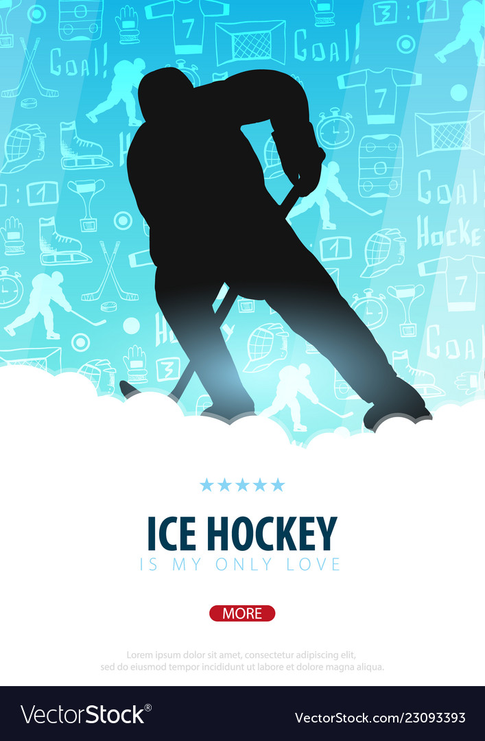 Hockey banner with players and doodle elements Vector Image