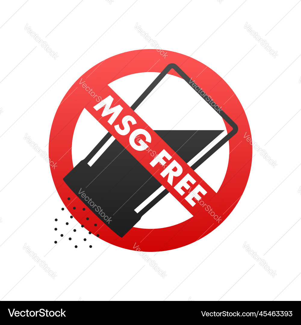 Msg free glutamate no added food package icon Vector Image
