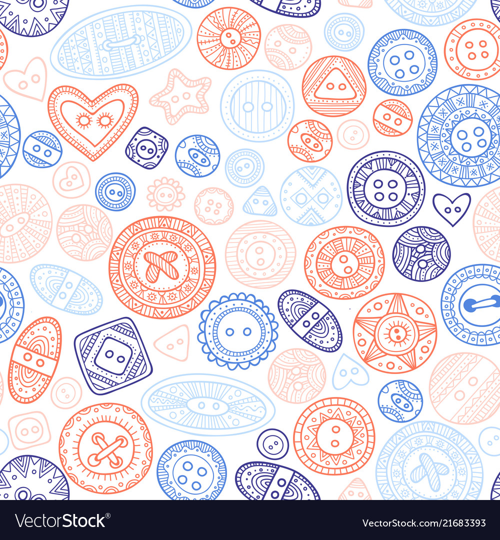 Seamless pattern with cloth buttons in boho style Vector Image